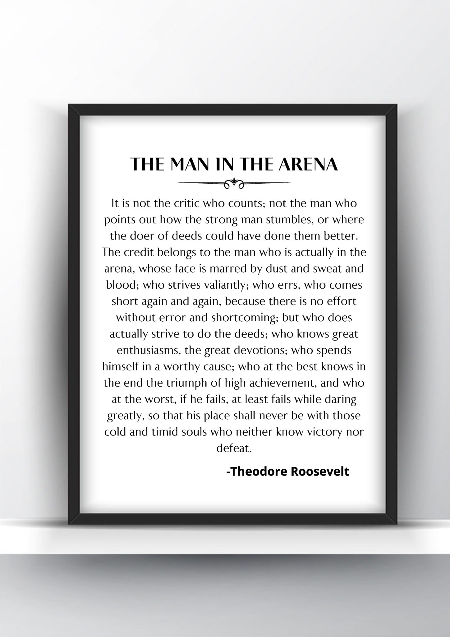The Man In The Arena Speech by Theodore Roosevelt Poster - Shark Printables