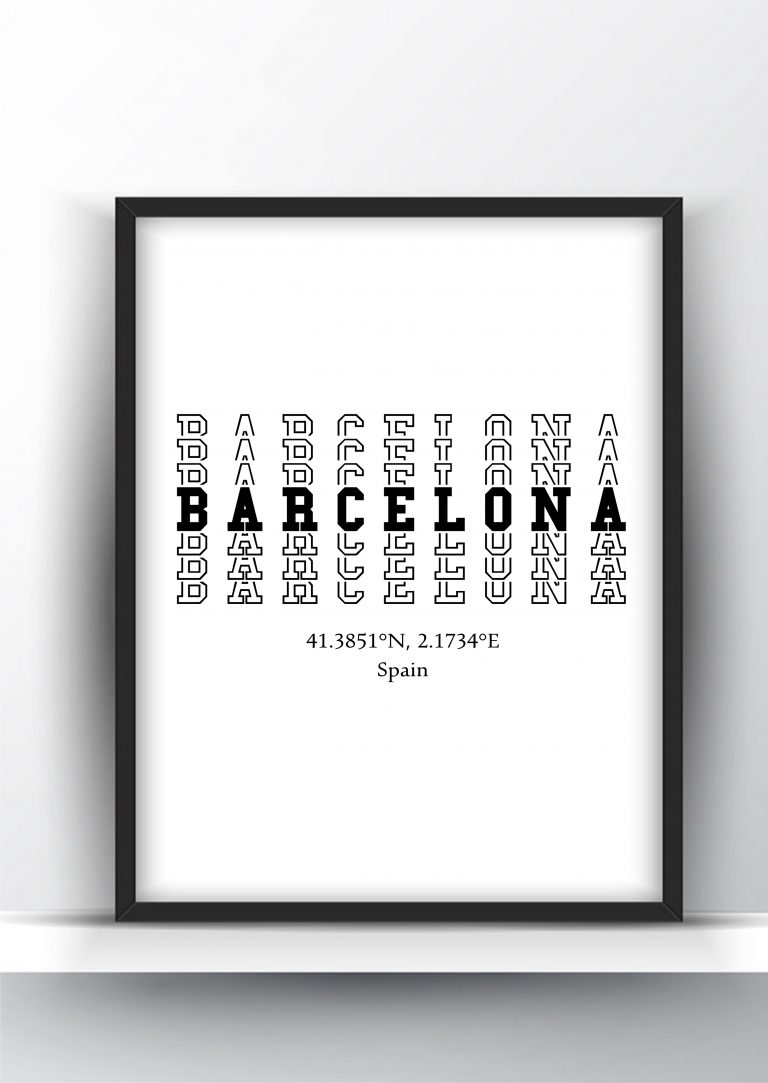 Barcelona Typography Printable Wall Art and Poster - Shark Printables