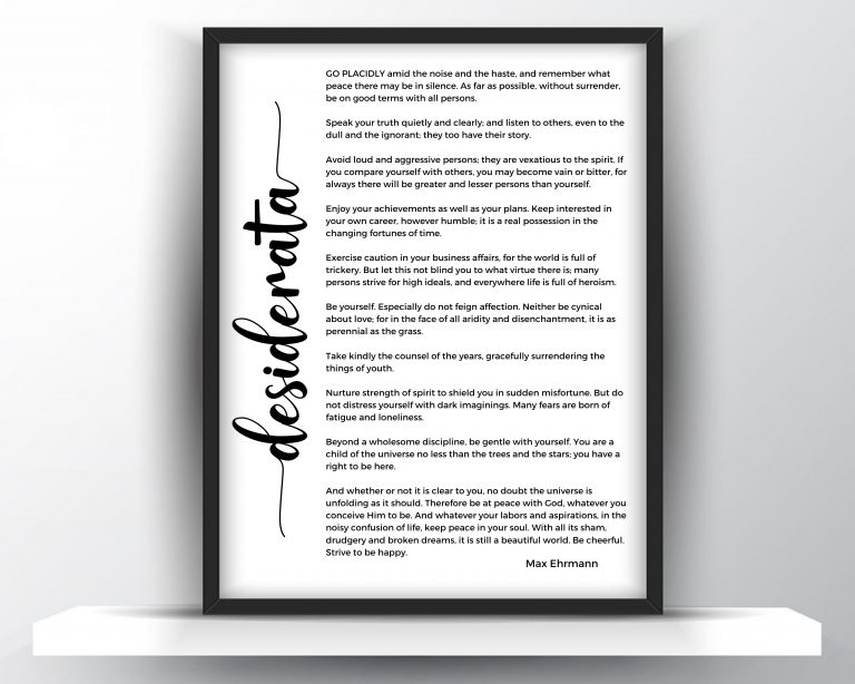 Desiderata Poem By Max Ehrmann Printable Wall Art - Shark Printables