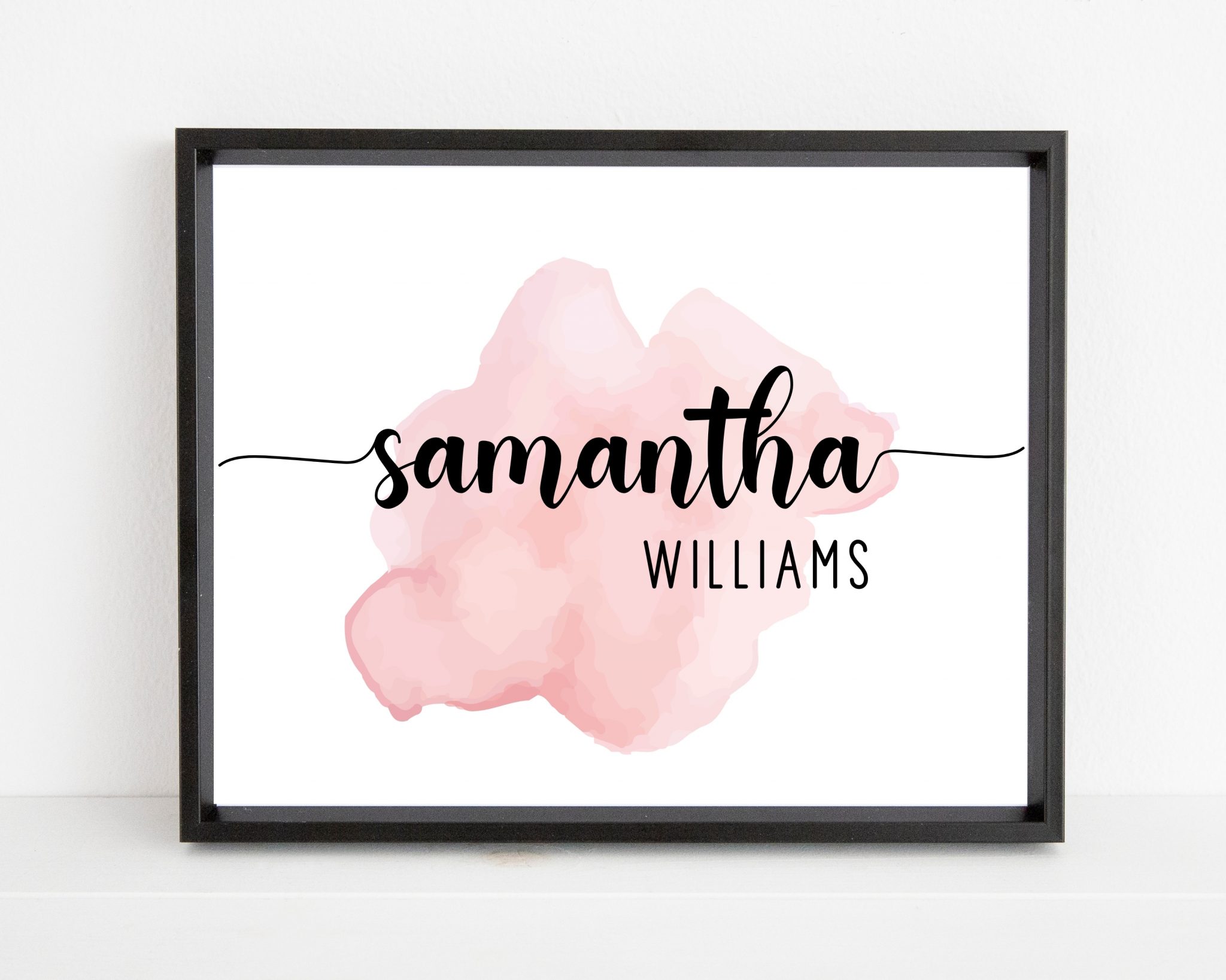 Personalized Name Pink Watercolor Printable Nursery Wall Art for Baby ...