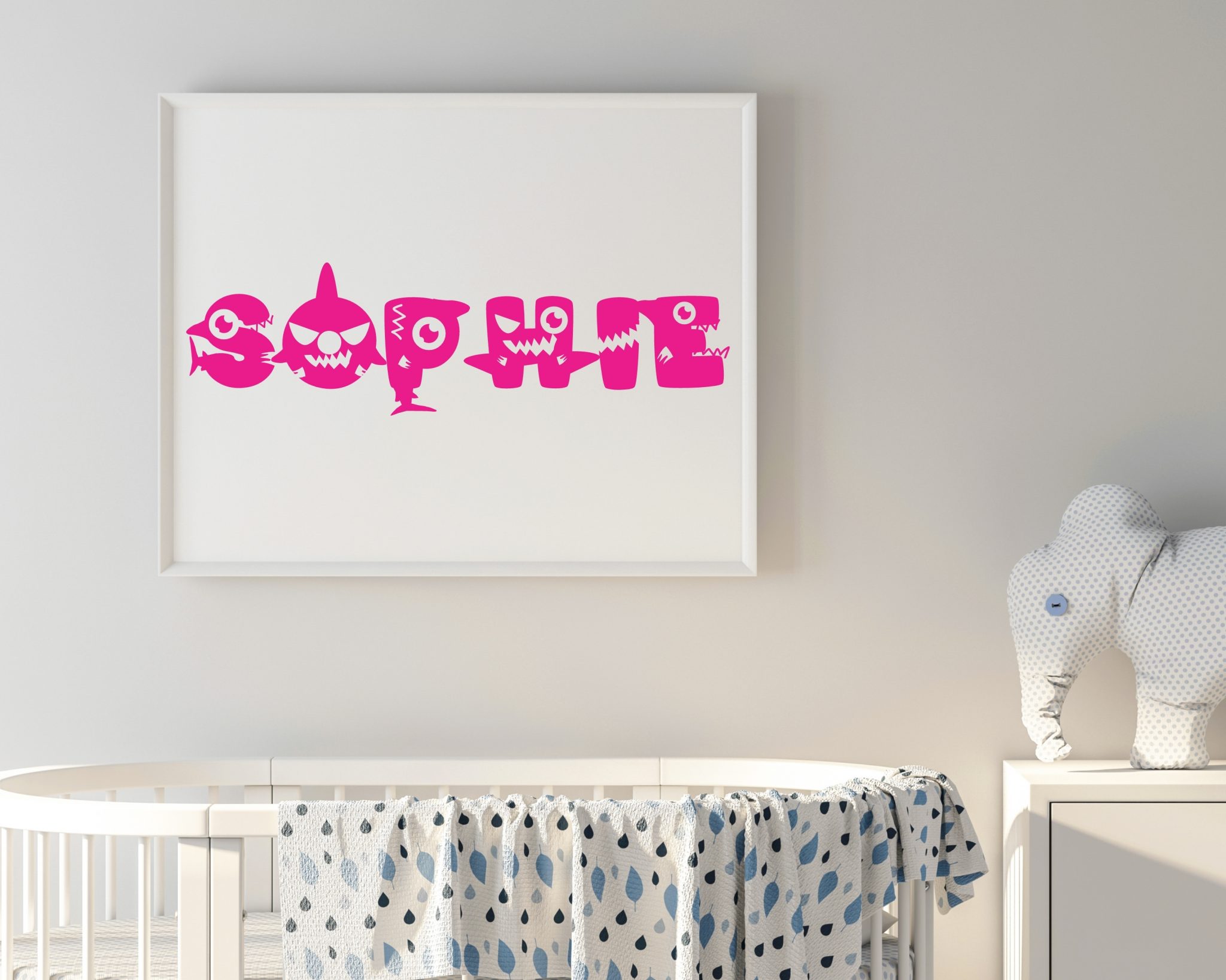 Personalized Baby Shark Kids Name Printable Wall Art - Shark Printables