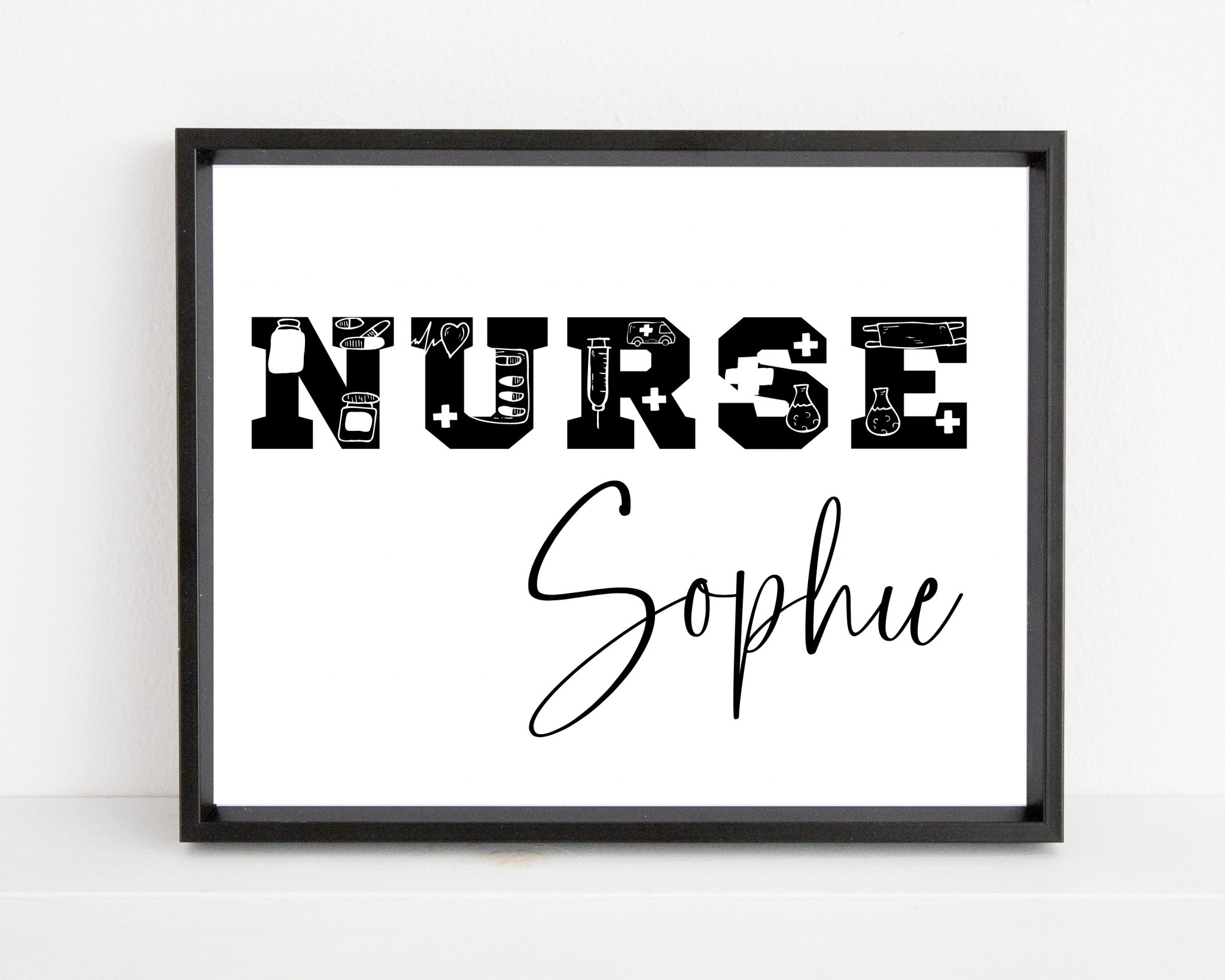 Personalized Nurse Name Printable Wall Art - Custom Gift for Nurses ...