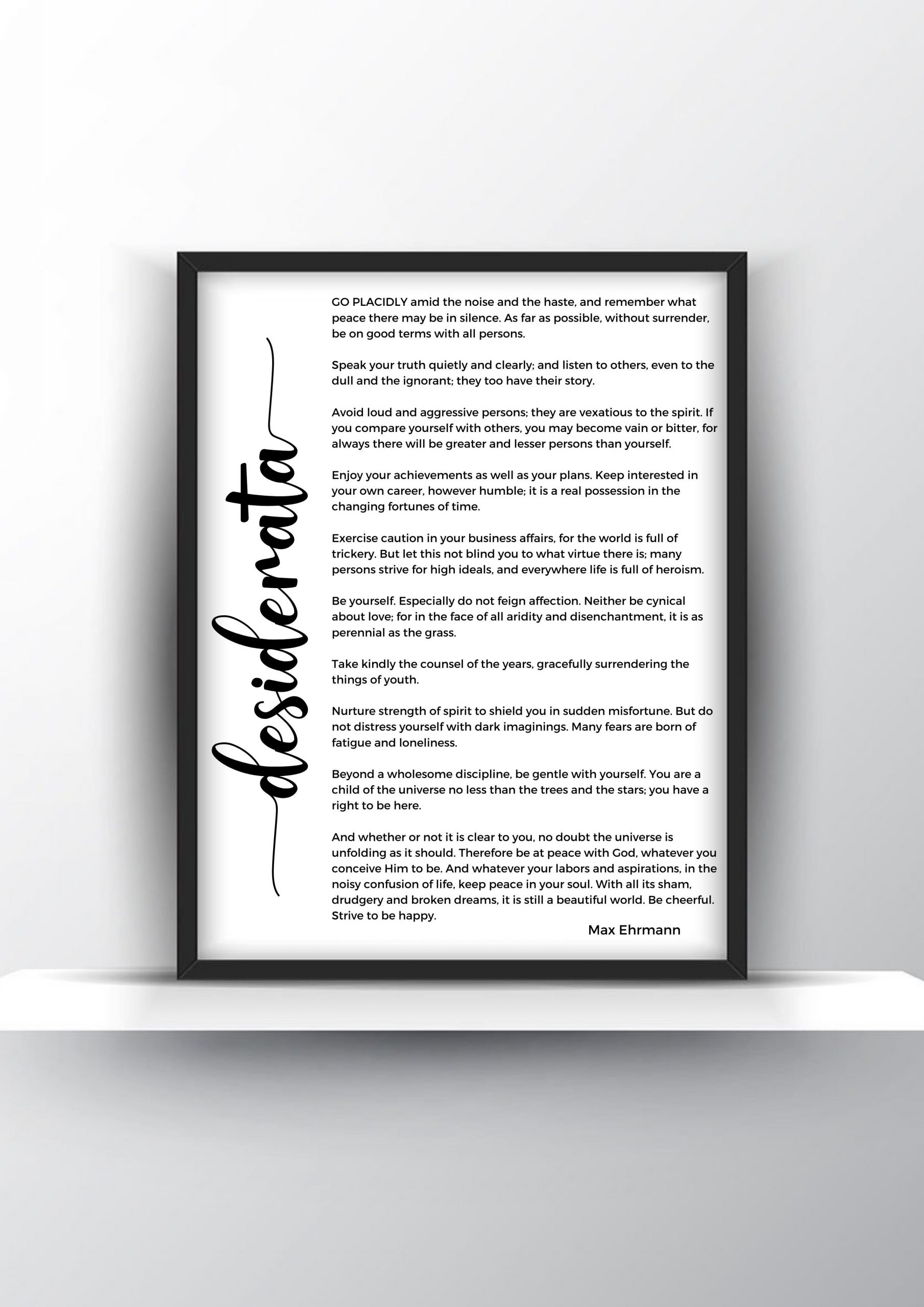 Desiderata Poem By Max Ehrmann Unframed And Framed Wall Art Poster ...