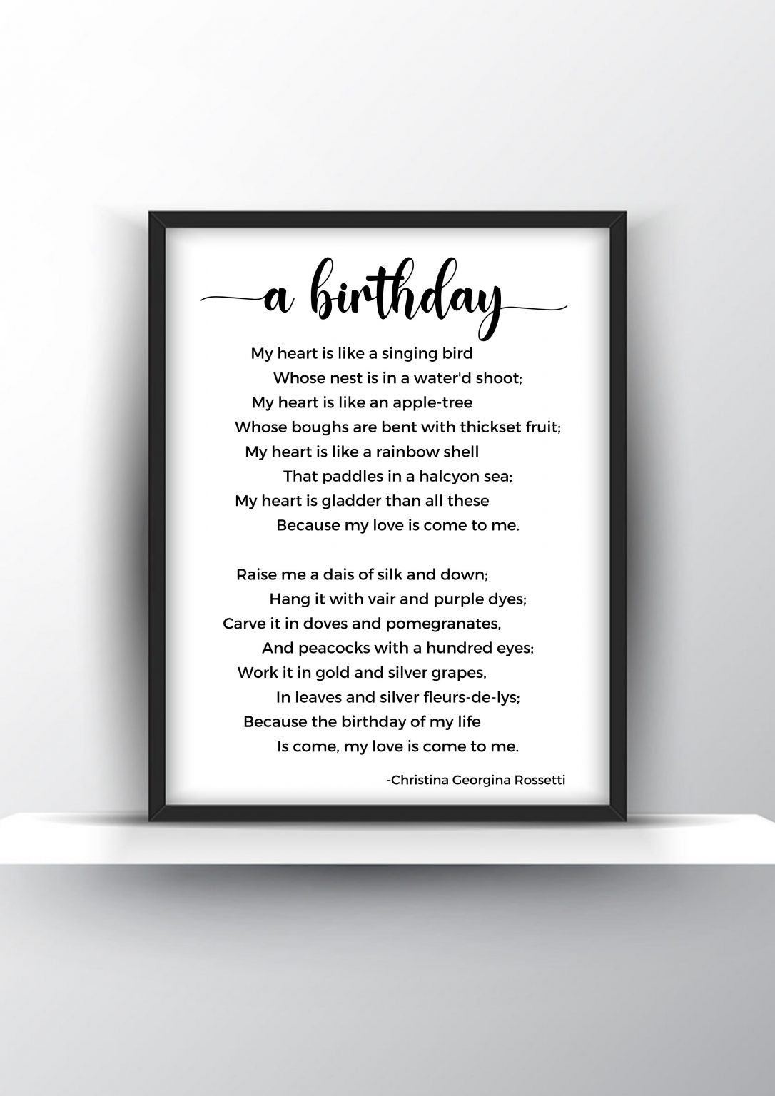A Birthday Poem By Christina Georgina Rossetti Unframed And Framed Wall ...