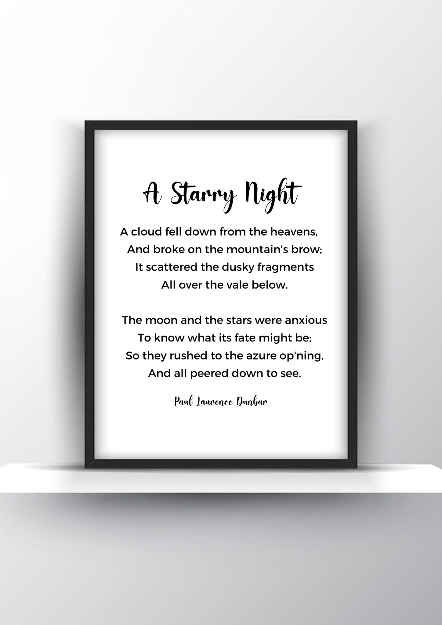 A Starry Night Poem by Paul Laurence Dunbar Printable Wall Art - Shark ...