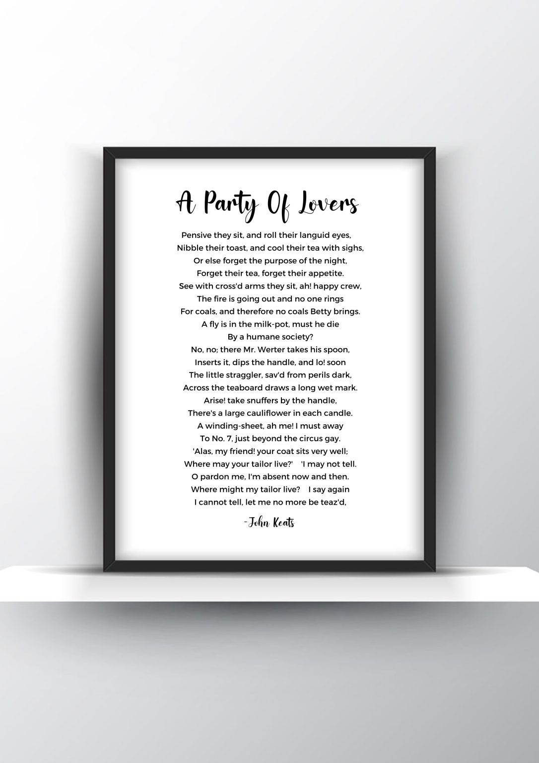 A Party of Lovers Poem by John Keats Printable Wall Art - Shark Printables