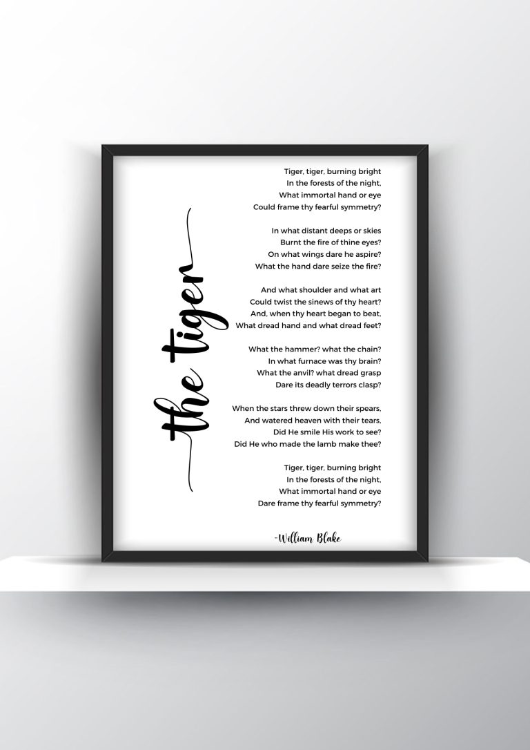 The Tiger Poem by William Blake Printable Wall Art - Shark Printables
