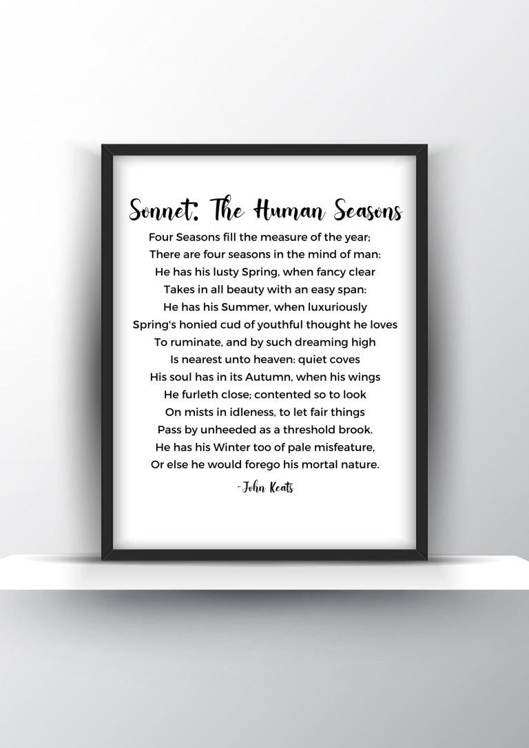 Sonnet The Human Seasons Poem by John Keats - Shark Printables