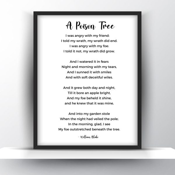 A Poison Tree Poem by William Blake Printable Wall Art - Shark Printables