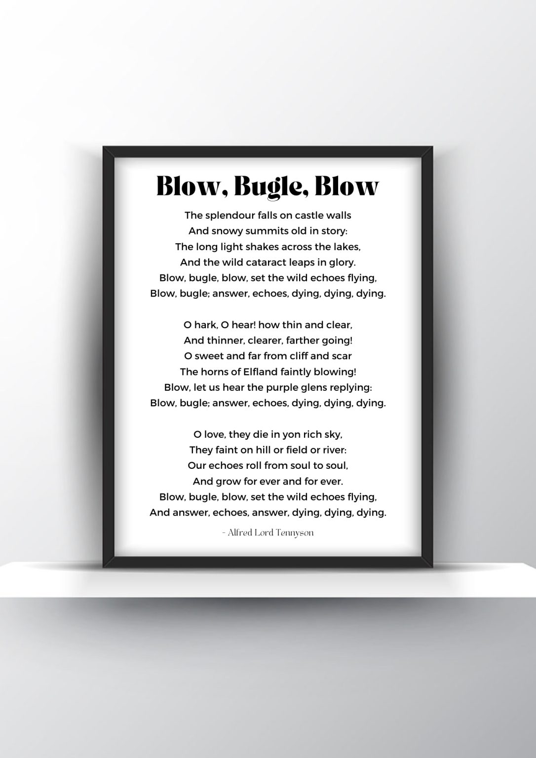 Blow, Bugle, Blow Poem by Alfred Lord Tennyson Printable Wall Art ...