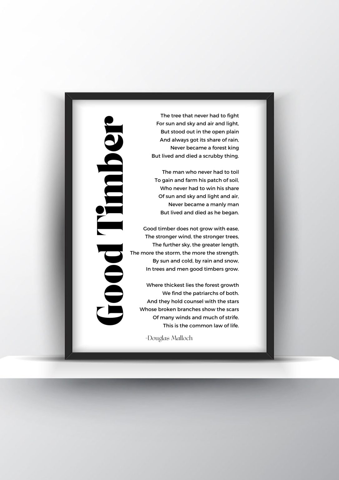 Good Timber Poem by Douglas Malloch - Shark Printables