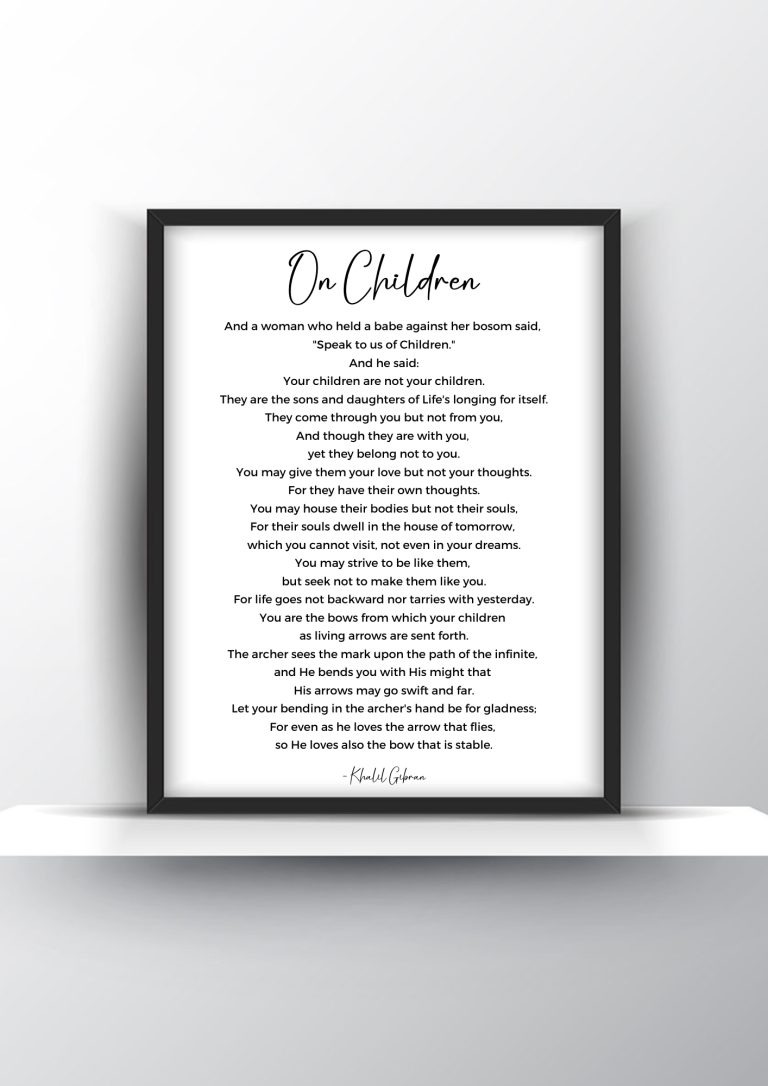 On Children Poem by Khalil Gibran Printable Wall Art - Shark Printables