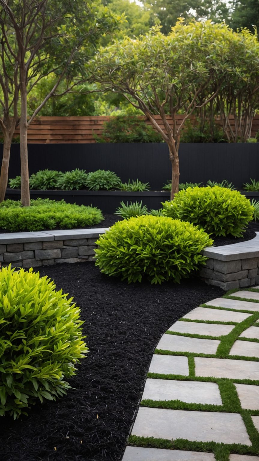 Black Mulch Backyard Landscaping Ideas for Your Home - Shark Printables